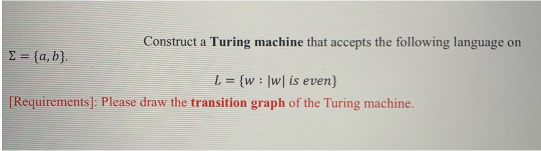 Solved Construct a Turing machine that accepts the following | Chegg.com