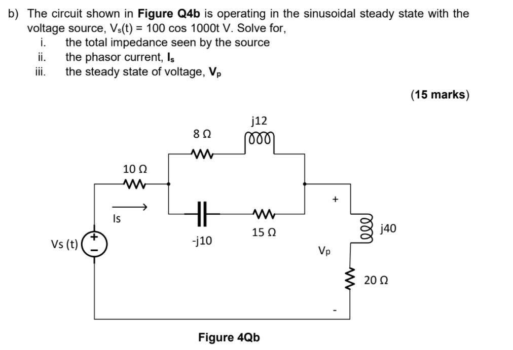 Solved b) The circuit shown in Figure Q4b is operating in | Chegg.com