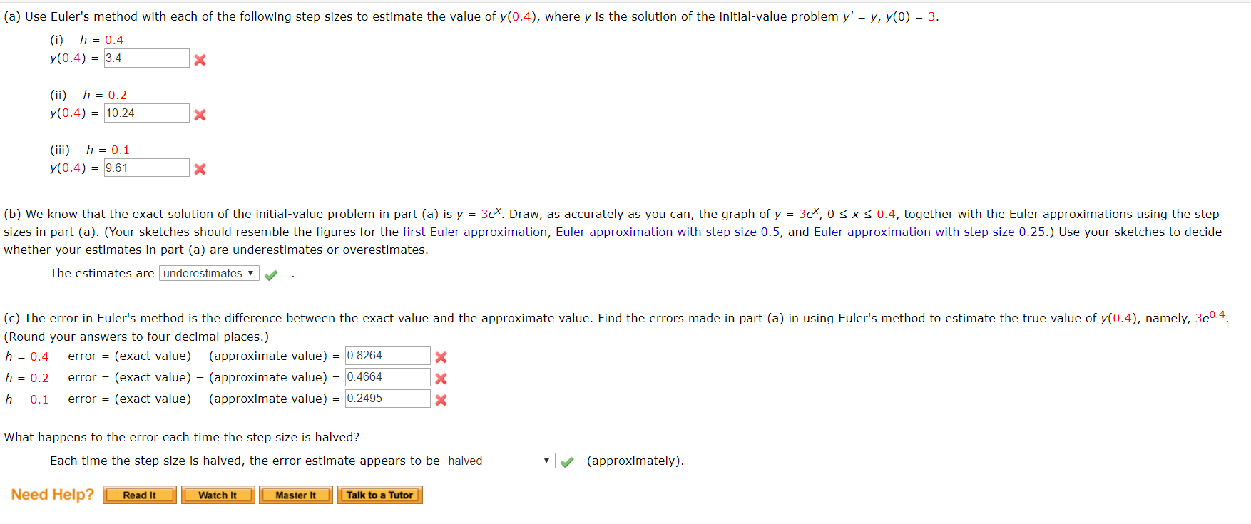Solved (a) Use Euler's method with each of the following | Chegg.com