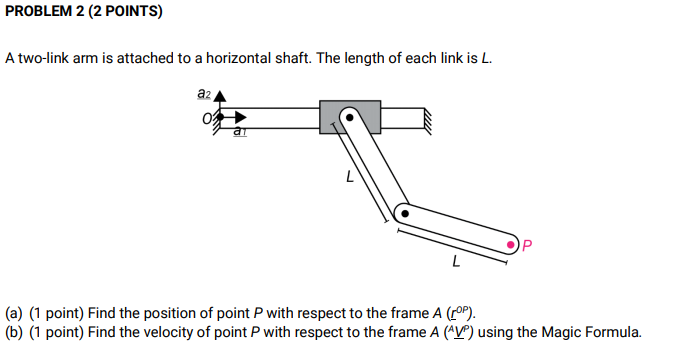 Solved PROBLEM 2 (2 POINTS) A two-link arm is attached to a | Chegg.com