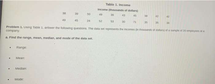 Solved Problem 1. Using Table 1, answer the following | Chegg.com
