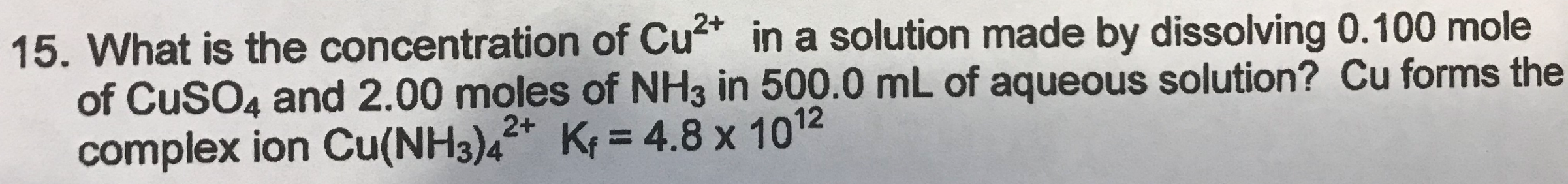 Solved 15. What is the concentration of Cu2+ in a solution | Chegg.com