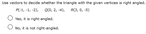 Solved Use vectors to decide whether the triangle with the | Chegg.com