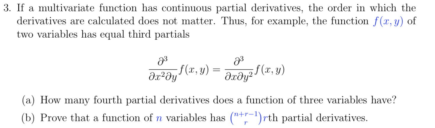 Solved 3. If a multivariate function has continuous partial | Chegg.com