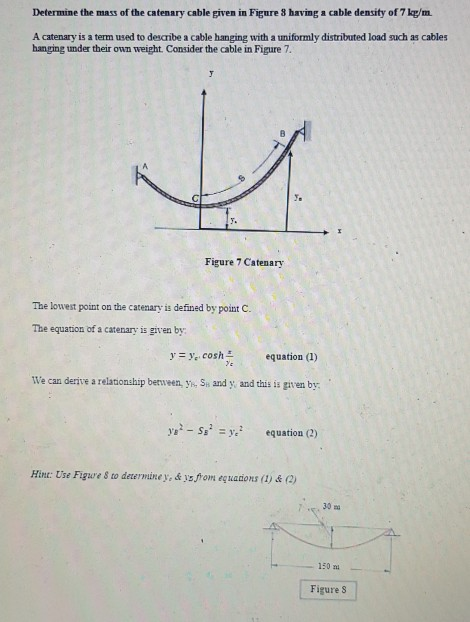 Determine the mass of the catenary cable given in | Chegg.com