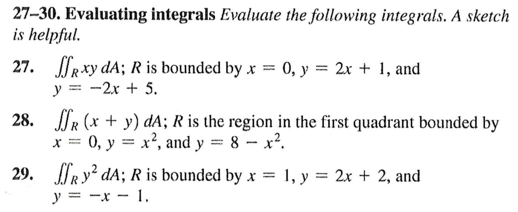 Solved 27-30. Evaluating integrals Evaluate the following | Chegg.com