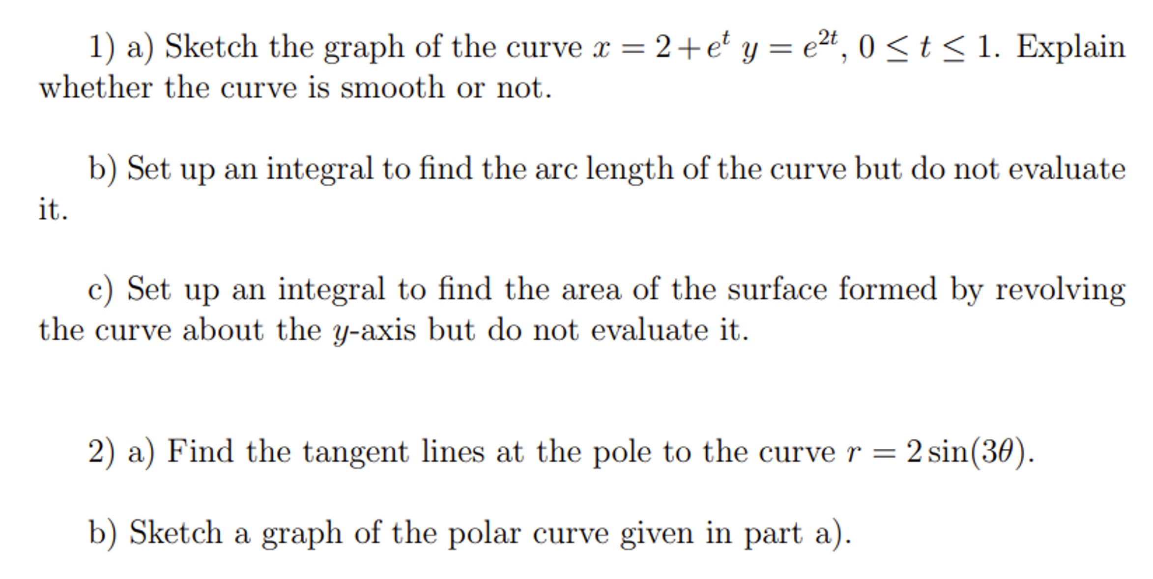 Solved 1.a) ﻿Sketch the graph of the curve | Chegg.com