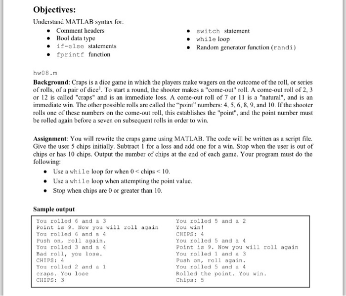 Solved Objectives: Understand MATLAB syntax for: Comment | Chegg.com