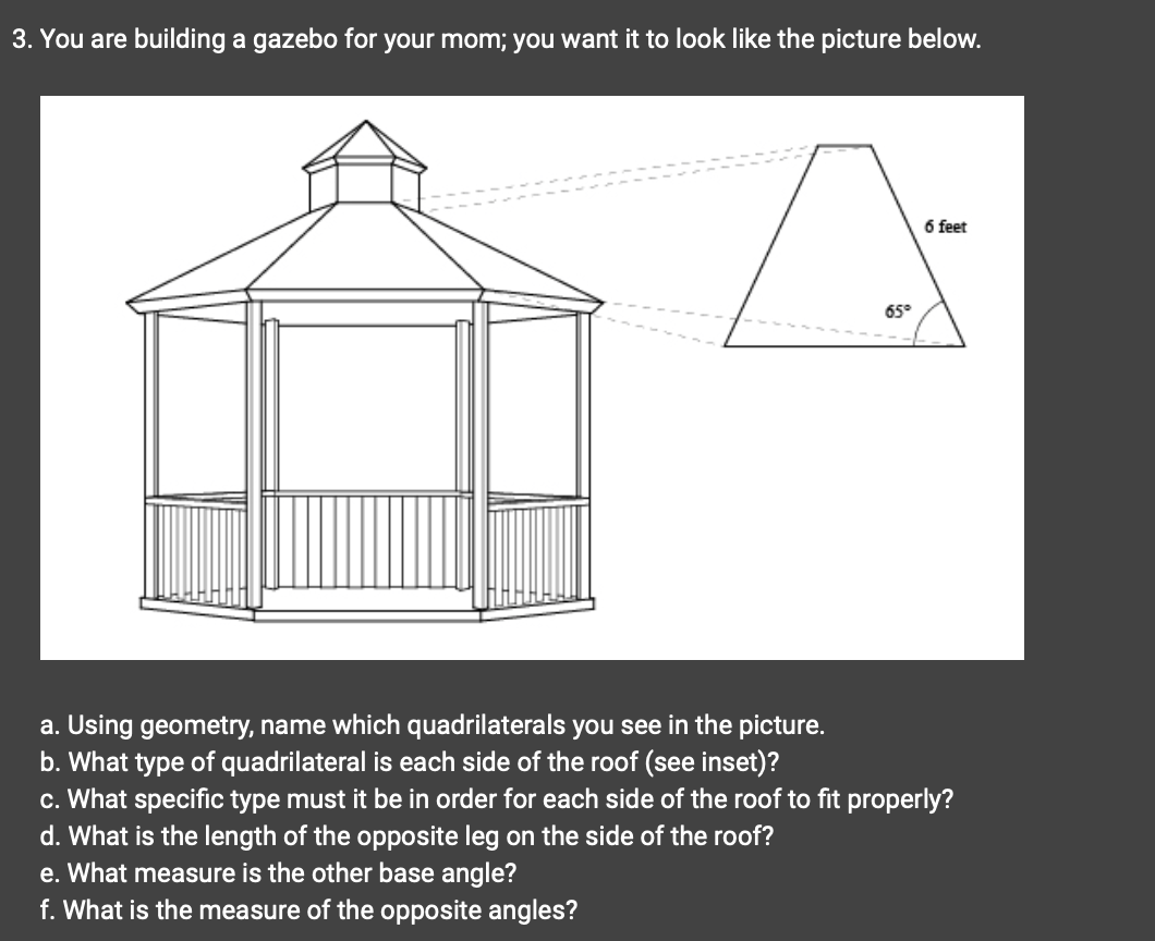 Solved 3ou are building a gazebo for your mom; you want it | Chegg.com