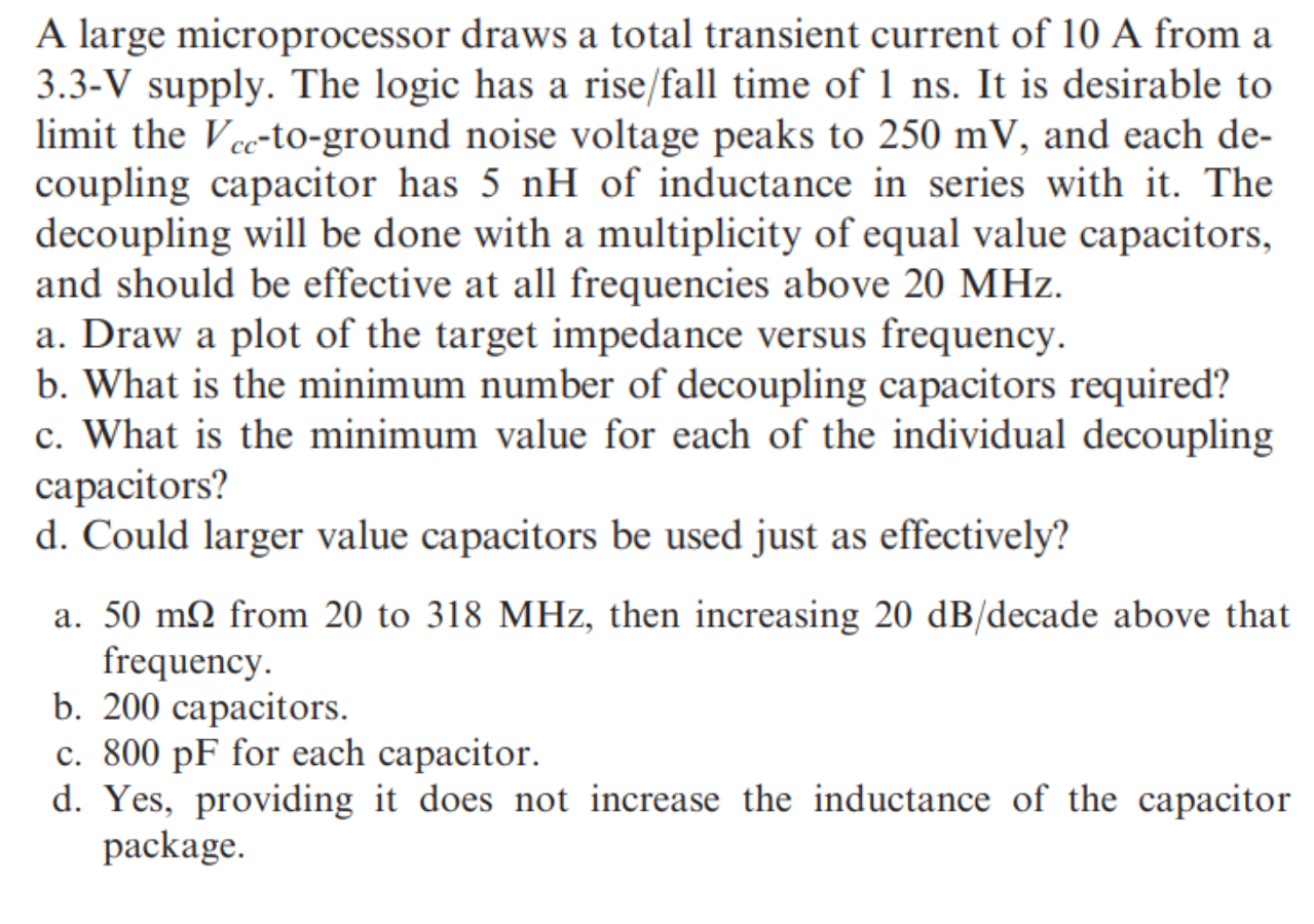 Solved A large microprocessor draws a total transient | Chegg.com