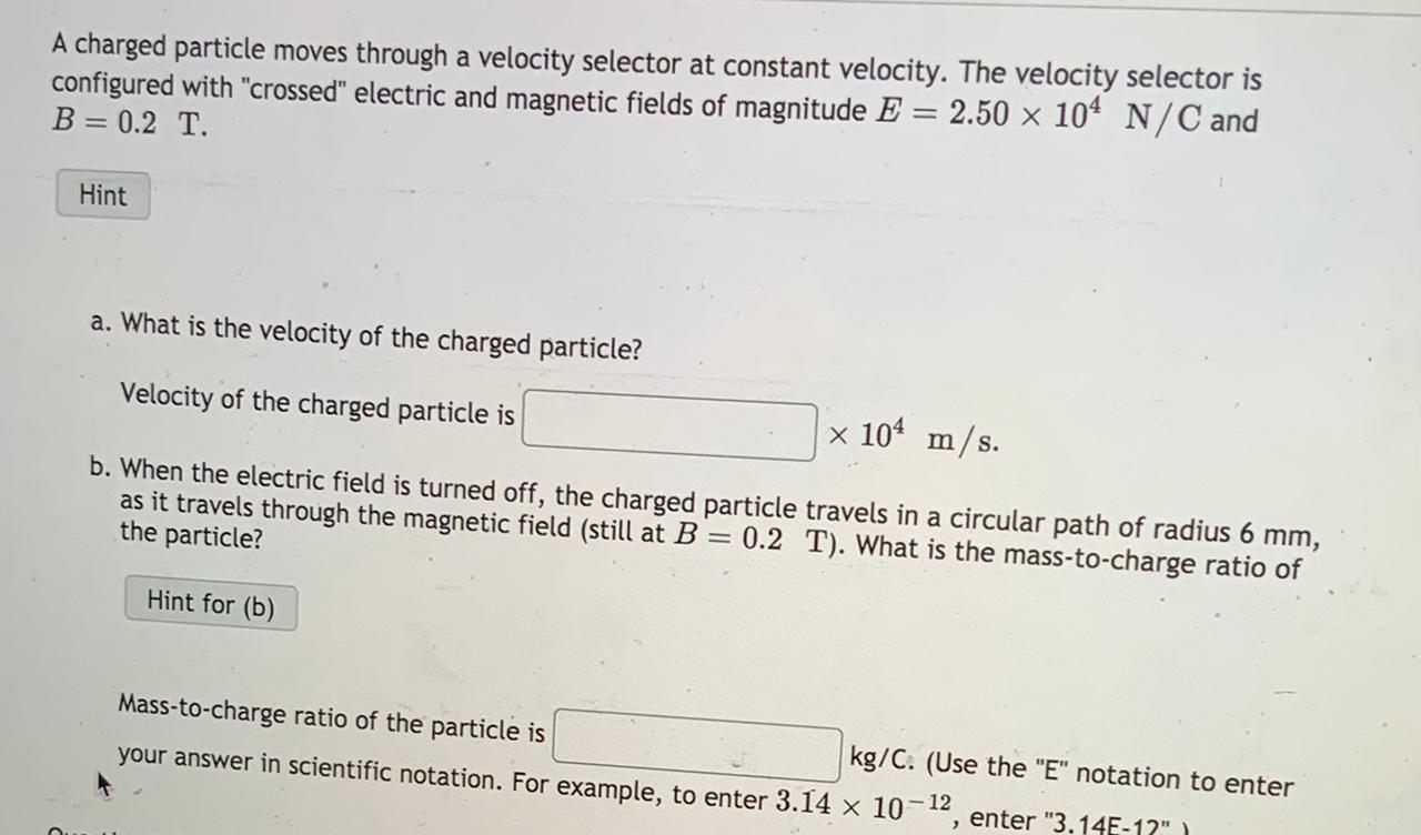 Solved A charged particle moves through a velocity selector | Chegg.com