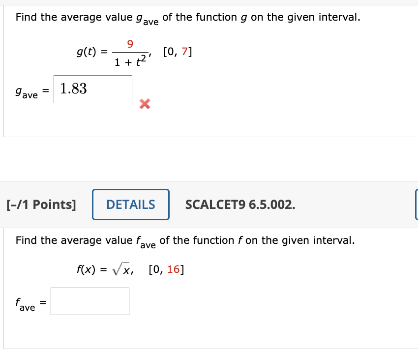 Solved Find The Average Value Gave Of The Function G On The