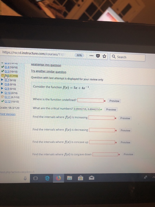 Solved https://rsccd.instructure.com/courses/110 80% | a | Chegg.com