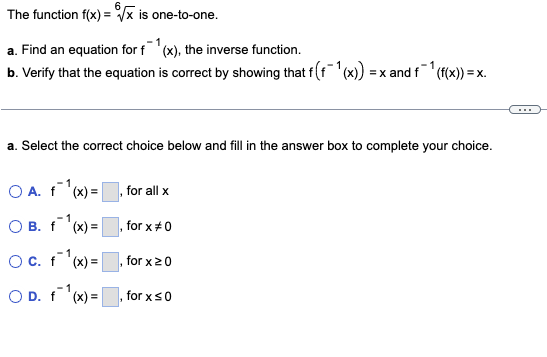 Solved The Function F X 6x Is One To One A Find An
