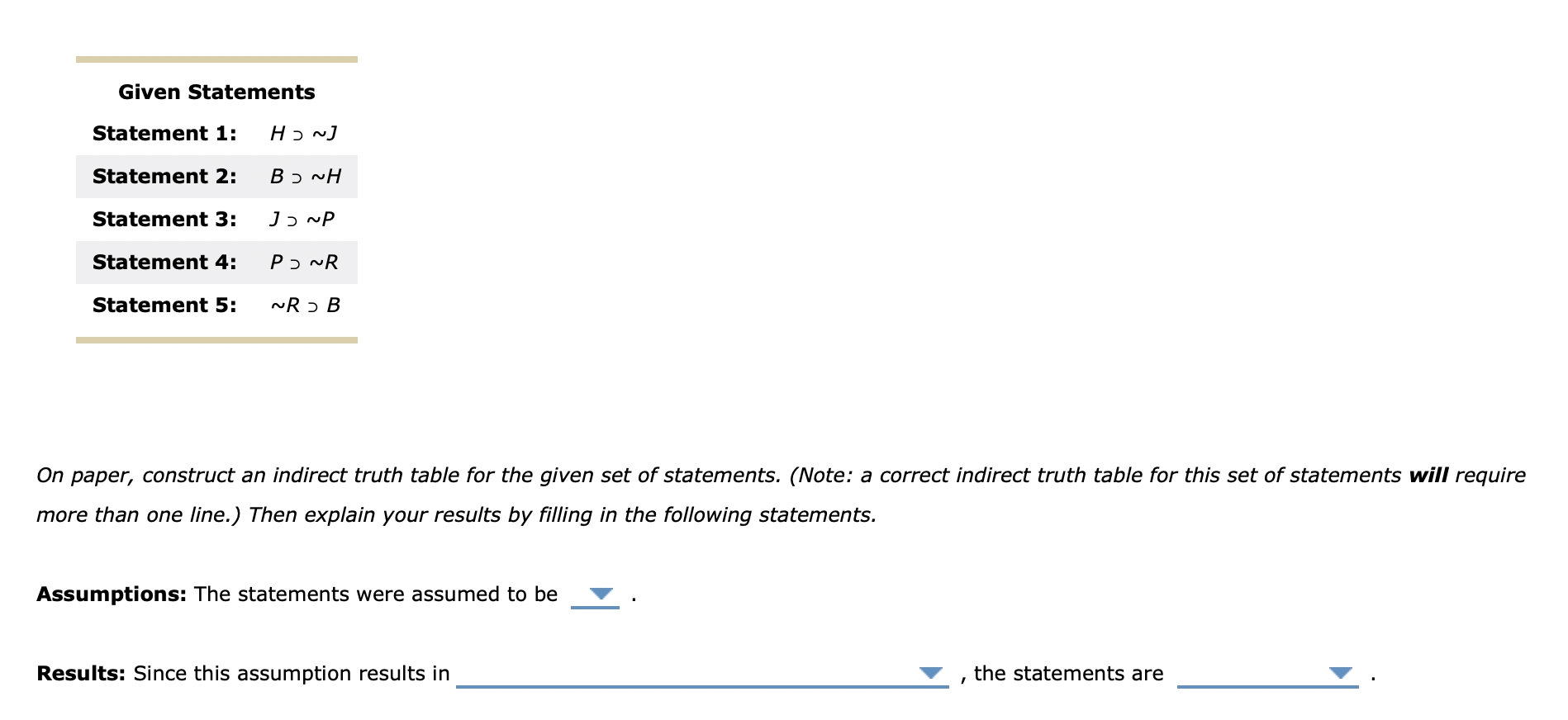 19. Multiline Indirect Truth Tables for Consistency - | Chegg.com