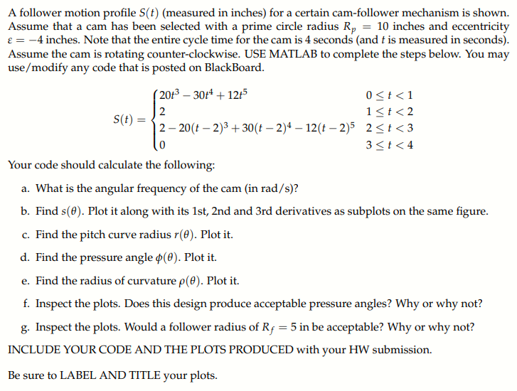 S(t) = A follower motion profile S(t) (measured in | Chegg.com