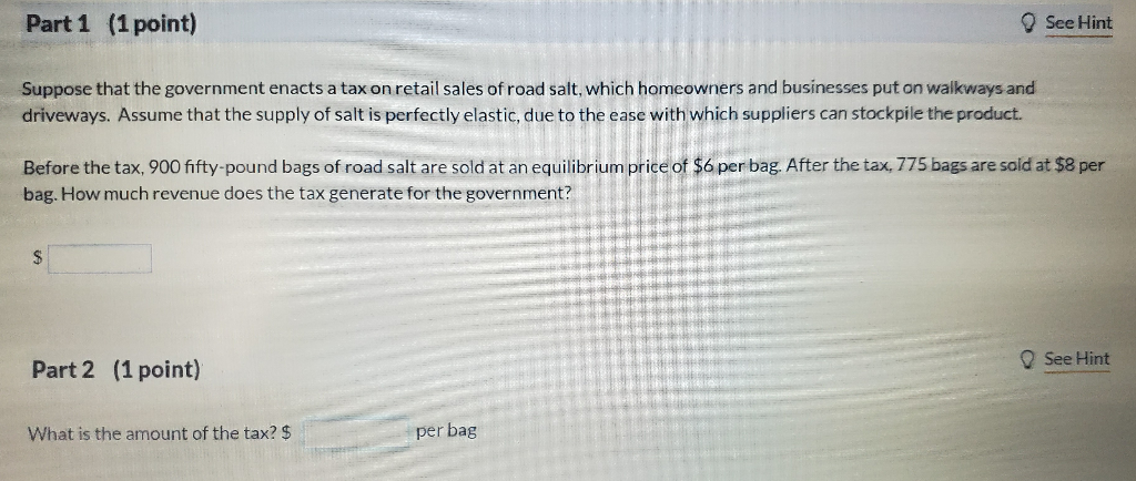 Solved Part 1 (1 point) See Hint Suppose that the government | Chegg.com