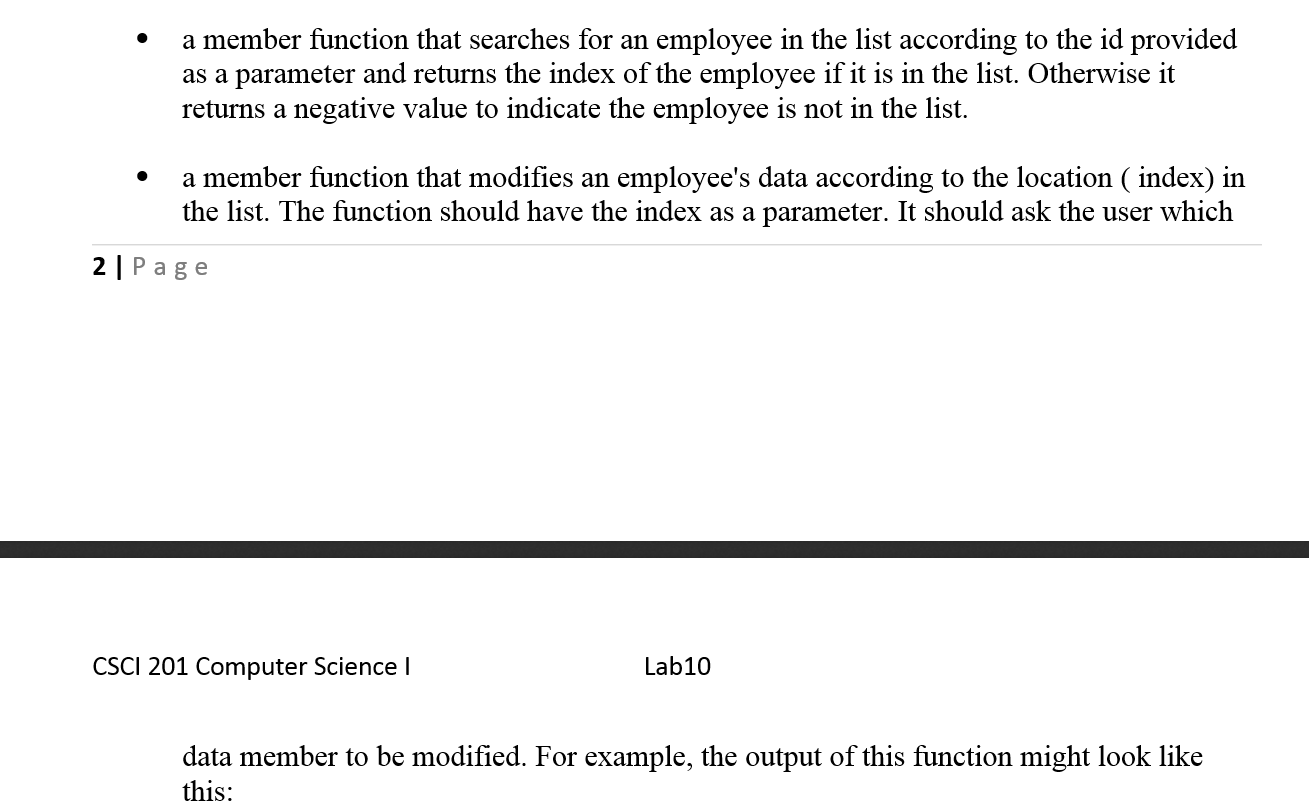 Lab Assignment - EmployeeList Class (part 2) Task 1 | Chegg.com