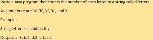 Solved Write a Java program that counts the number of each | Chegg.com