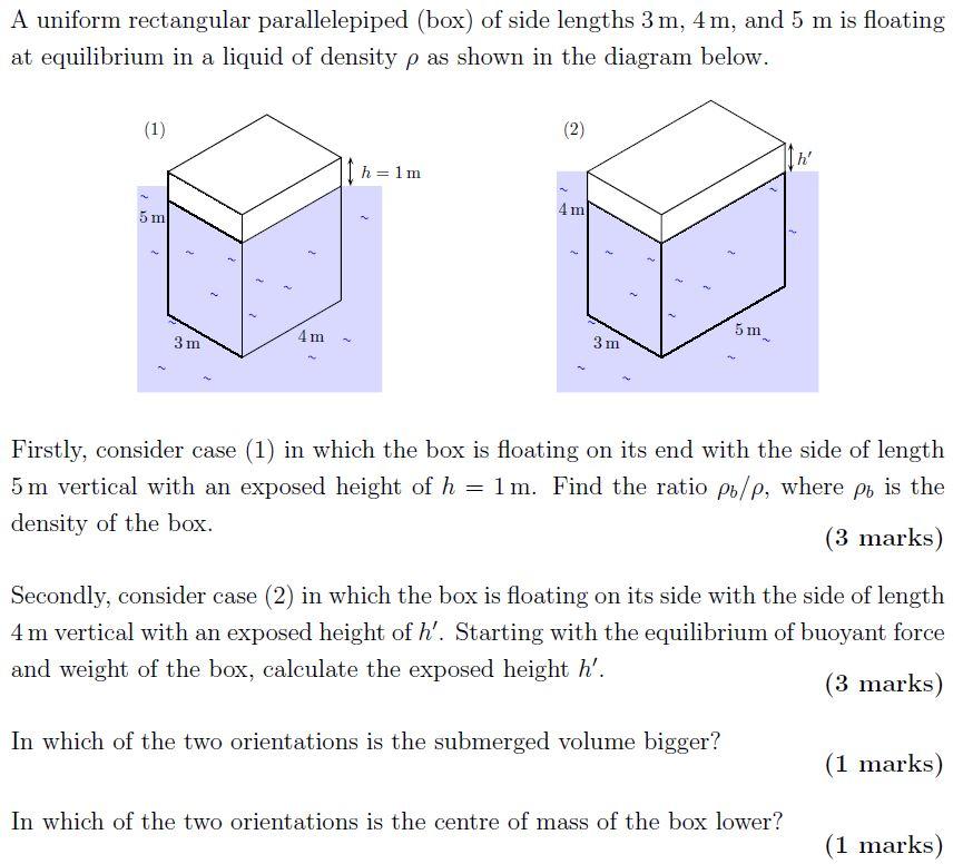 Solved A uniform rectangular parallelepiped (box) of side | Chegg.com