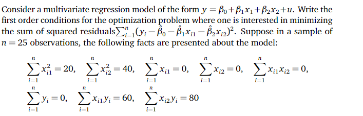 Solved Consider a multivariate regression model of the form | Chegg.com