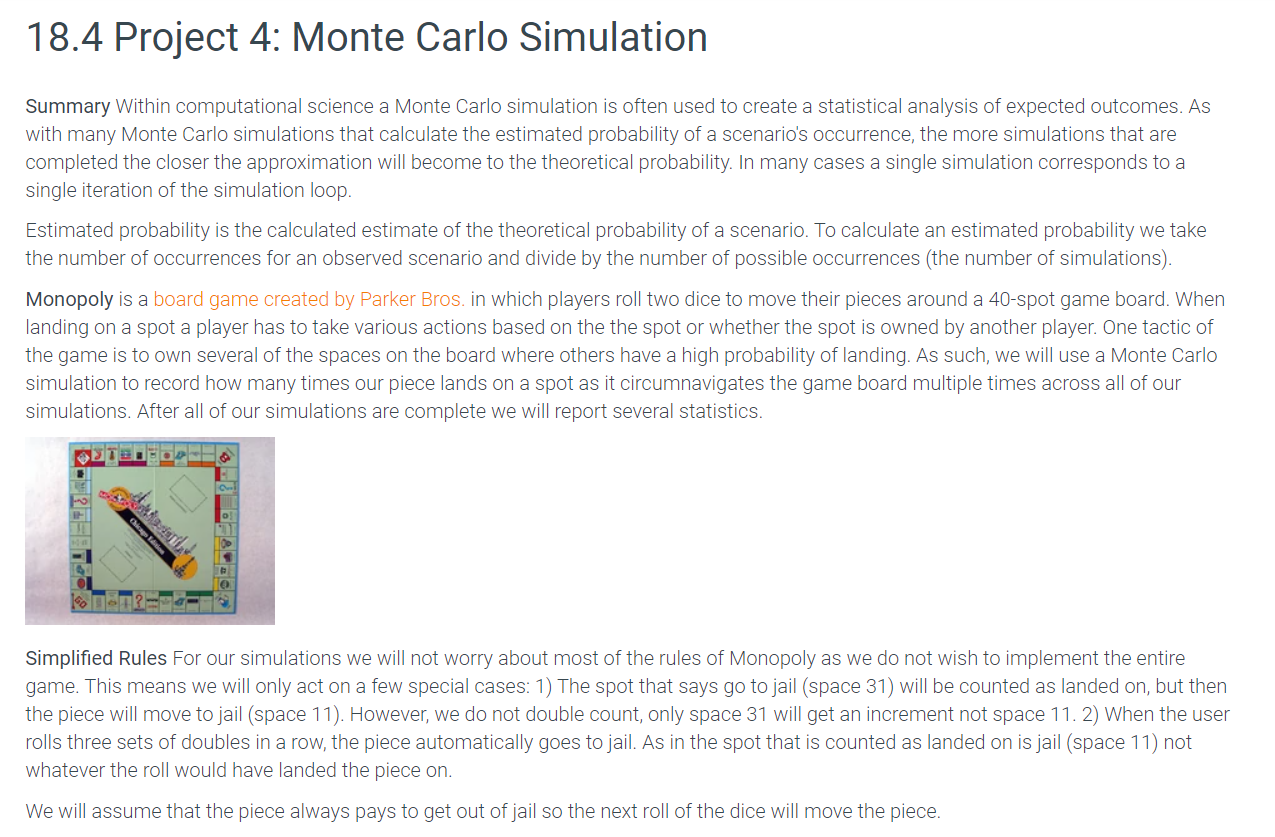 Solved 18.4 Project 4: Monte Carlo Simulation Summary Within | Chegg.com