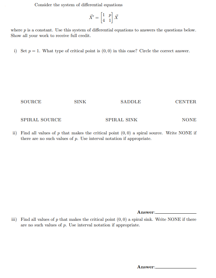 Solved Consider the system of differential equations where p | Chegg.com