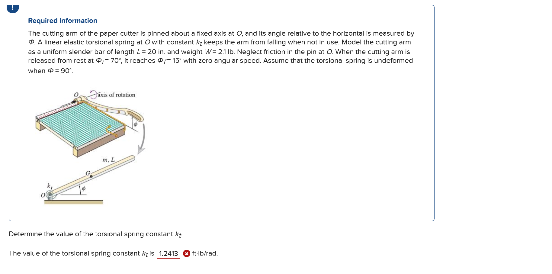 Solved The cutting arm of the paper cutter is pinned about a | Chegg.com