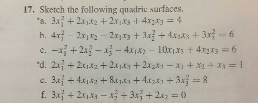 Solved 17. Sketch the following quadric surfaces. *a. 3x1 + | Chegg.com