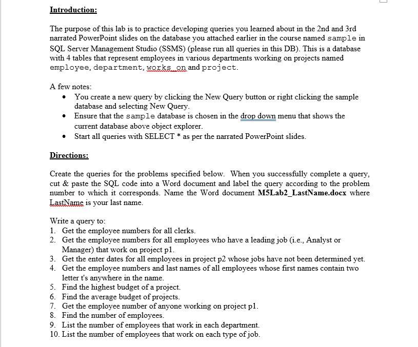 Solved Introduction: The purpose of this lab is to practice | Chegg.com