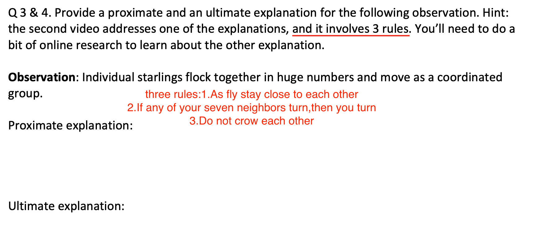 Q3 & 4. Provide a proximate and an ultimate | Chegg.com