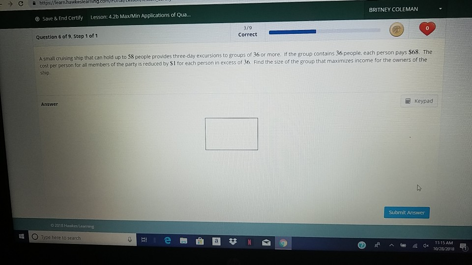 Solved -) С https://learn.hawkeslearning.con V Porta BRITNEY | Chegg.com