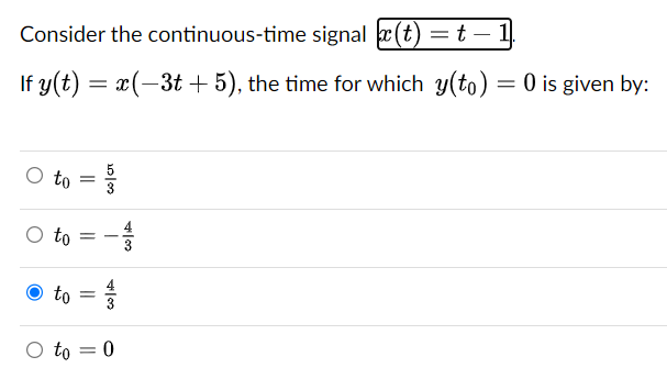 Solved Consider the continuous-time signal x(t)=t−1. If | Chegg.com