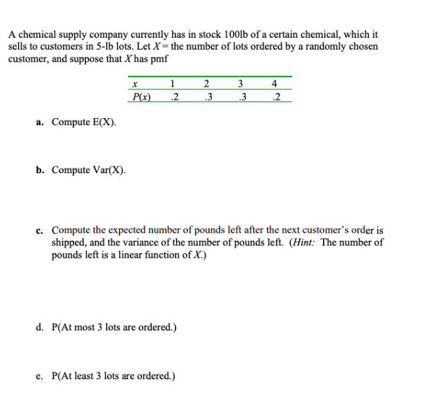 Solved A chemical supply company currently has in stock | Chegg.com