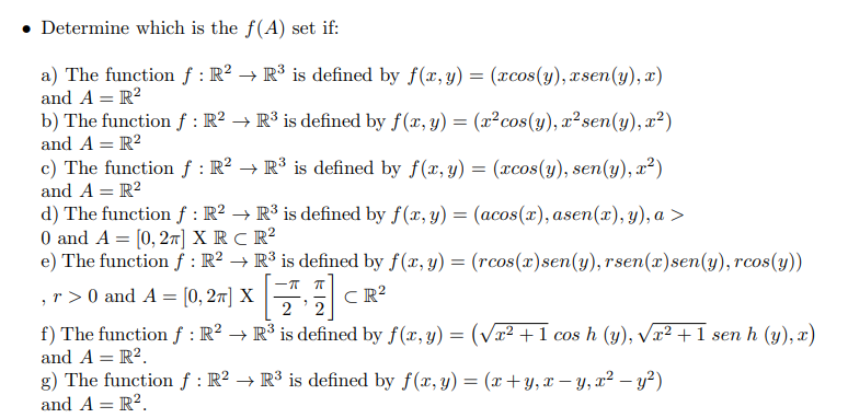 Solved Determine which is the f(A) set if: a) The function f | Chegg.com