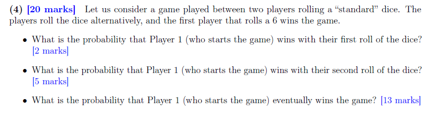Solved (4) [20 marks] Let us consider a game played between | Chegg.com