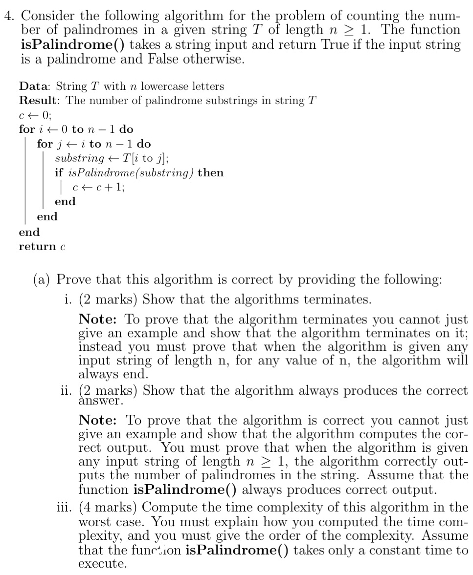 Solved 4. ﻿Consider the following algorithm for the problem | Chegg.com