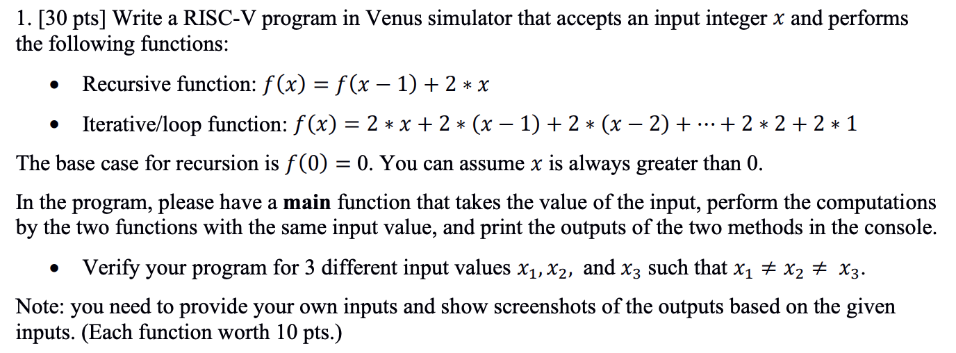 1 30 Pts Write A Risc V Program In Venus 