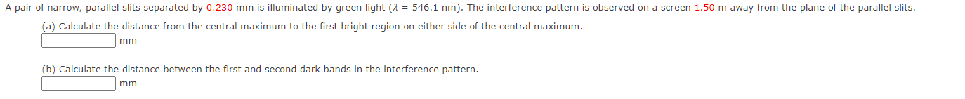 Solved (a) Calculate the distance from the central maximum | Chegg.com