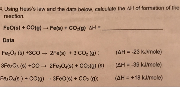 Solved Using Hess's law and the data below, calculate the | Chegg.com