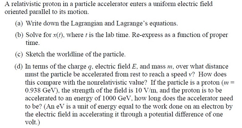 Solved A relativistic proton in a particle accelerator | Chegg.com