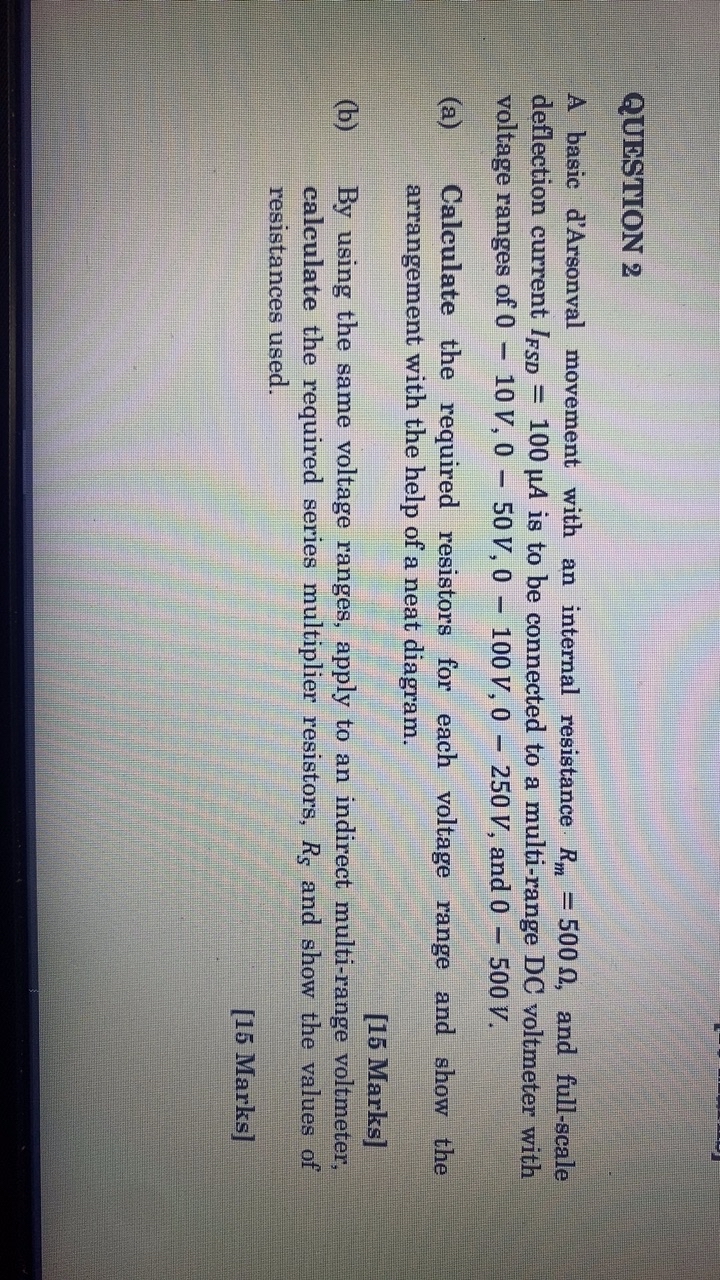 Solved A basic d'Arsonval movement with an internal | Chegg.com