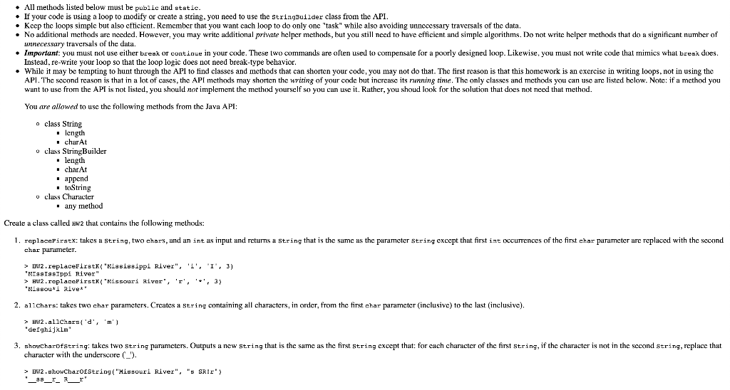 Solved All methods listed below must be public and static. • | Chegg.com