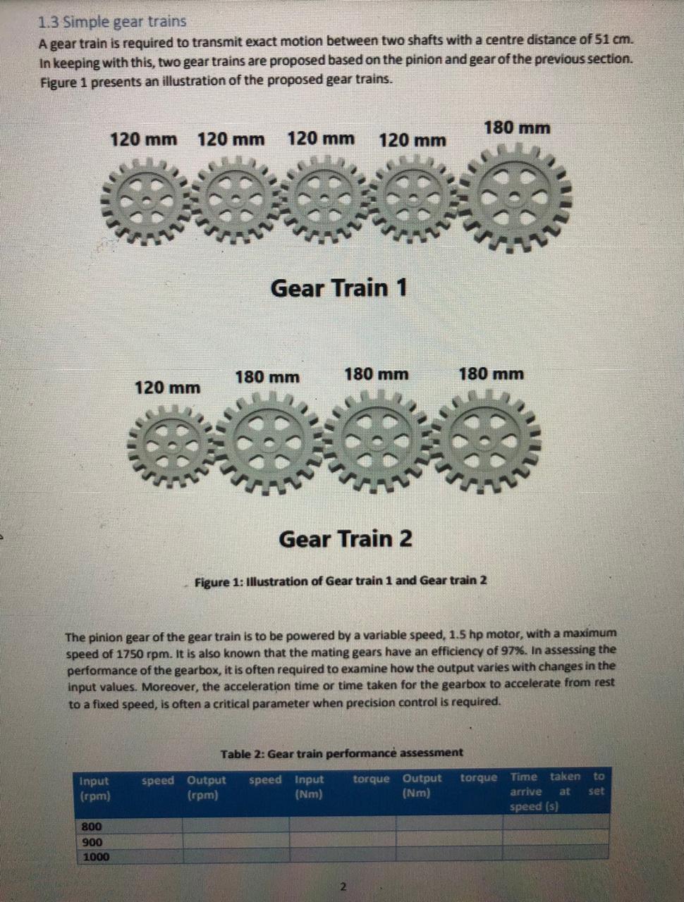 1.3 Simple gear trains A gear train is required to | Chegg.com