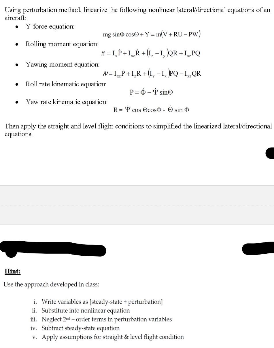 Using perturbation method, linearize the following | Chegg.com