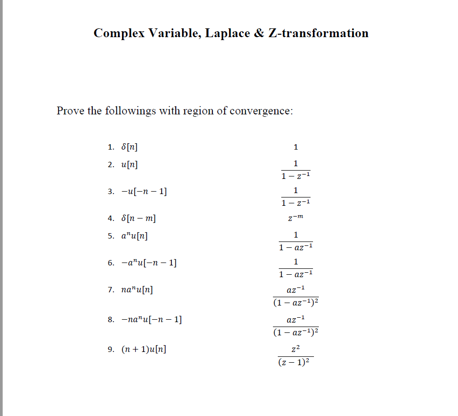 Solved Complex Variable, Laplace & Z-transformation Prove | Chegg.com