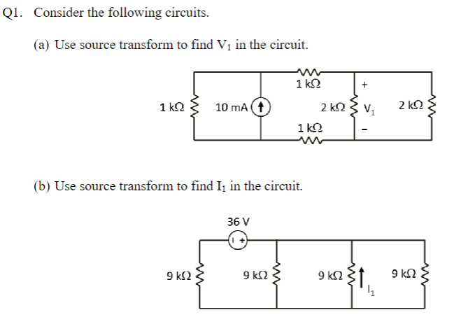 Solved (a) Use source transform to find V1 in the circuit. | Chegg.com