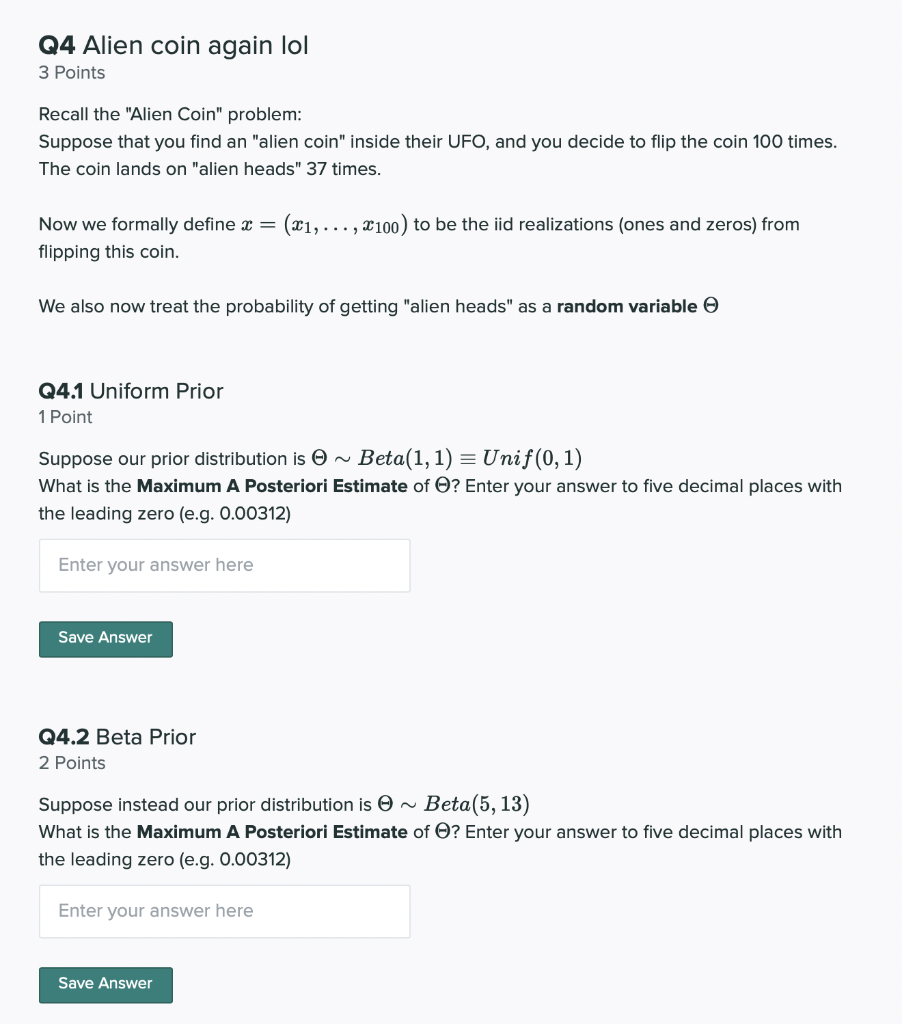 Solved Q4 Alien coin again lol 3 Points Recall the "Alien | Chegg.com