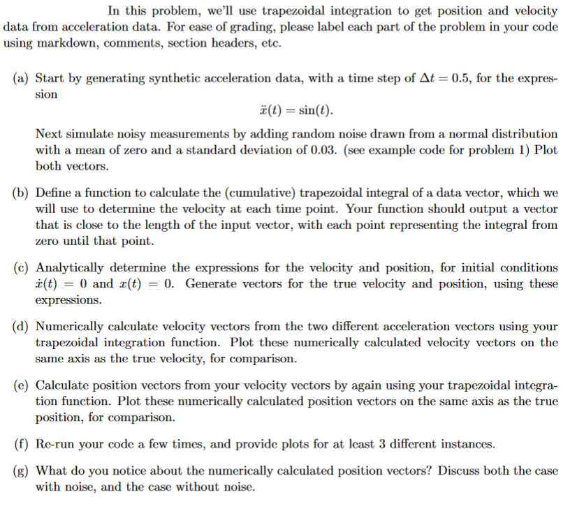 Solved In this problem, we'll use trapezoidal integration to | Chegg.com
