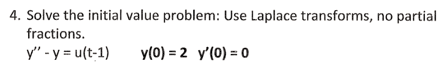Solved 4. Solve the initial value problem: Use Laplace | Chegg.com